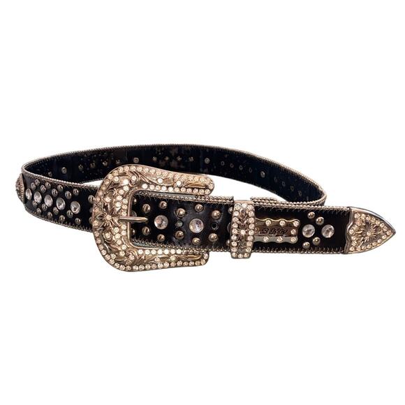 Bhw | Accessories | Bhw Jeweled Belt Cowgirl Vintage Black Western ...